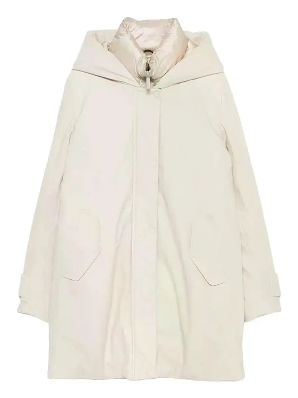 BOMBOOGIE Panelled Hooded Parka Coat - Neutrals