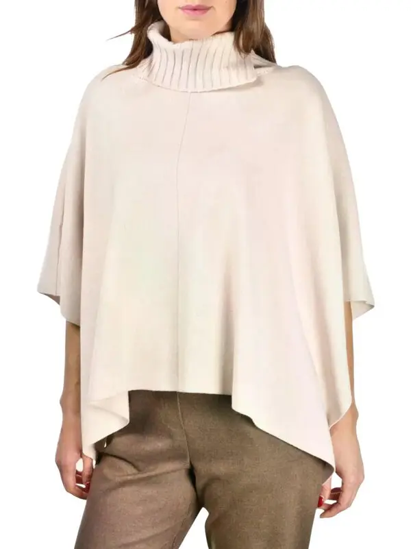 GRAN SASSO Roll-neck Poncho - Neutrals