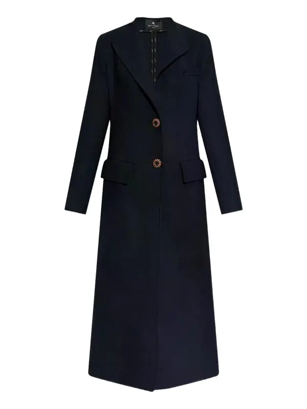 Etro Embroidered Button Coat - Black