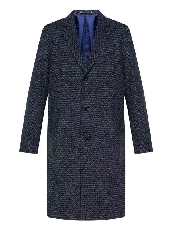 Paul Smith Buttoned Twill Coat - Blue