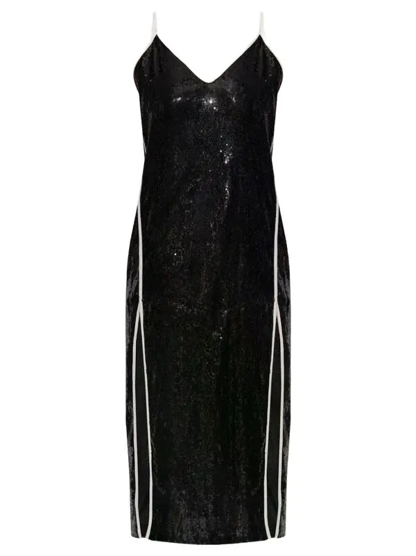 Palm Angels Sequinned Mini Dress With Split Detail - Black