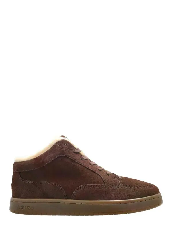 Kenzo Fur-trimmed Sneakers - Brown