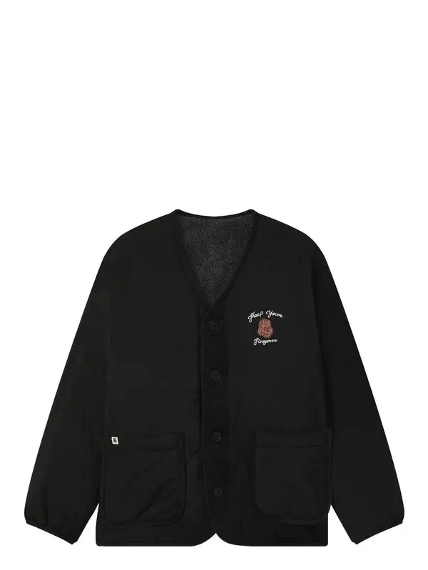 FINGERCROXX Quilted Embroidered Jacket - Black