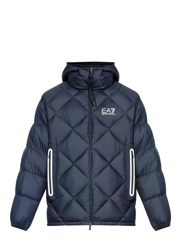 Emporio Armani Diamond-quilted Hooded Jacket - Blue