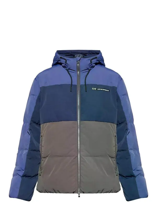 Emporio Armani Hooded Colour-block Jacket - Blue