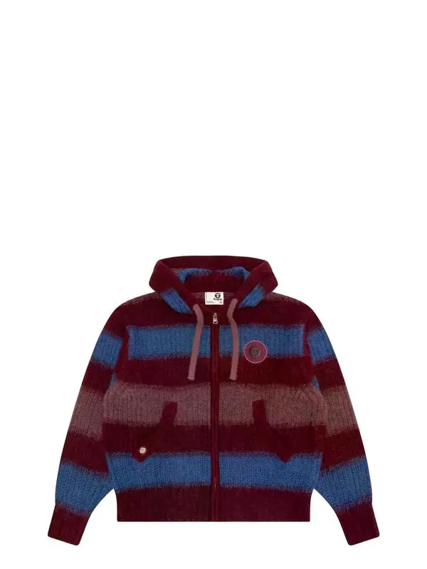A BATHING APE Striped Zip Up Hoodie - Blue