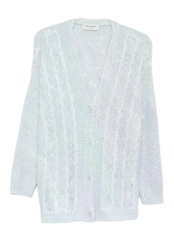 ERMANNO FIRENZE Sequinned Cable-knit Cardigan - Blue