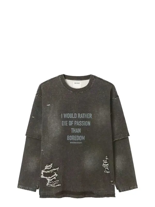 MUSIUM DIV. Distressed Layered Sweatshirt - Black
