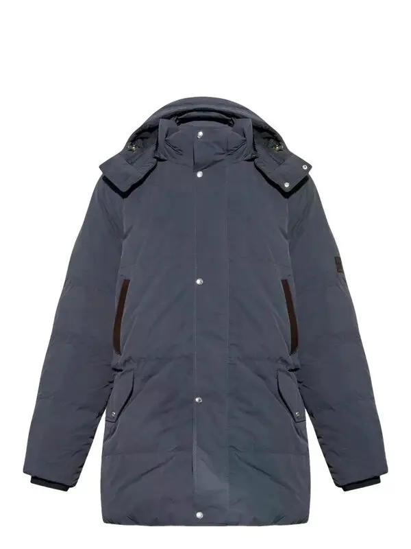 Paul Smith Hooded Quilted Parka Coat - Blue
