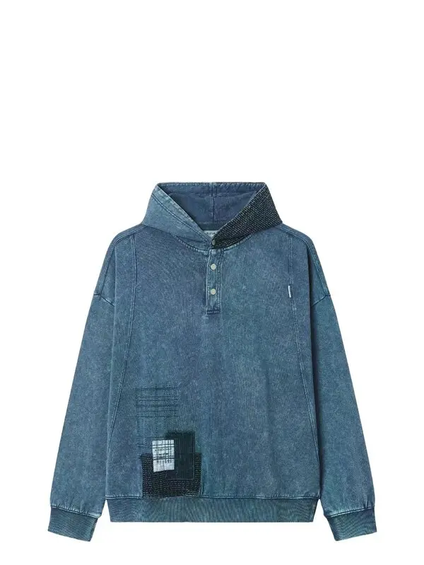 MUSIUM DIV. Button Patchwork Hoodie - Blue
