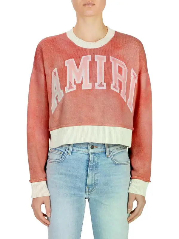 Amiri Logo-appliqué Knitted Sweater - Red