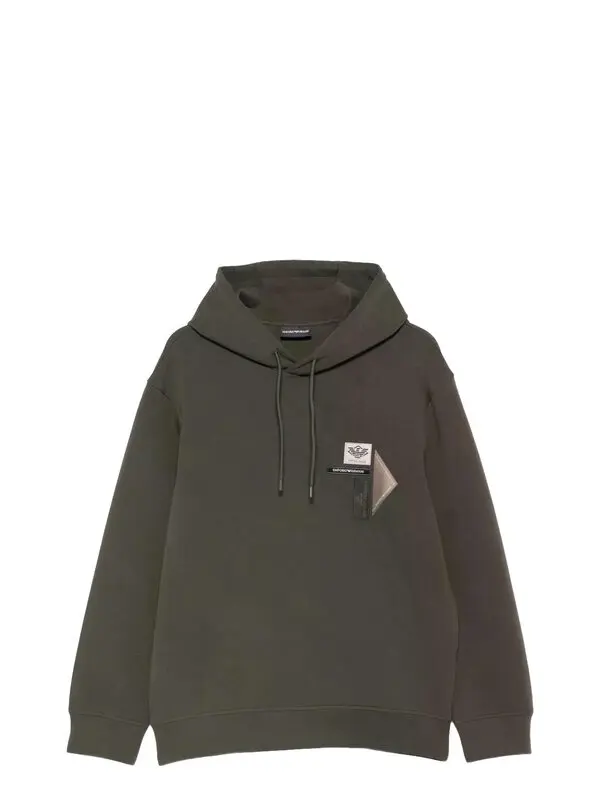 Emporio Armani Logo Appliqué Hoodie - Green
