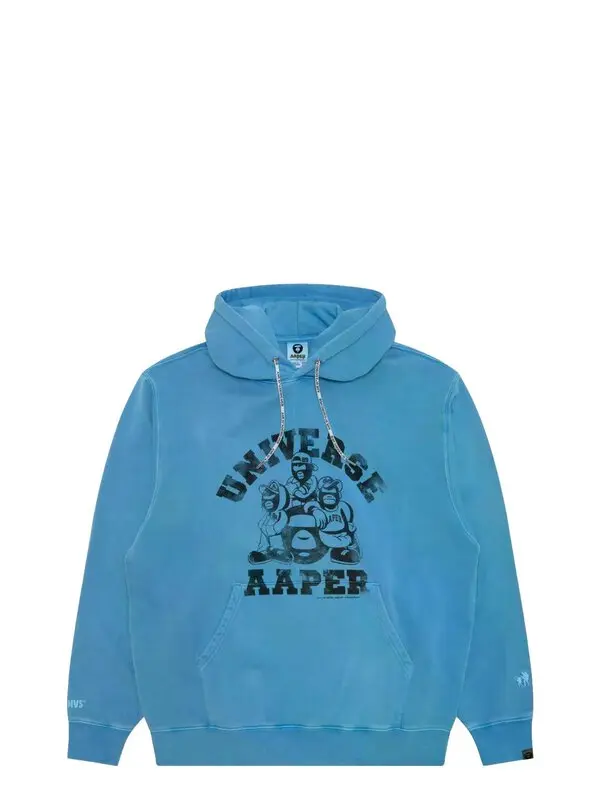 AAPE BY *A BATHING APE® Graphic Print Cotton Hooded Sweatshirt - Blue