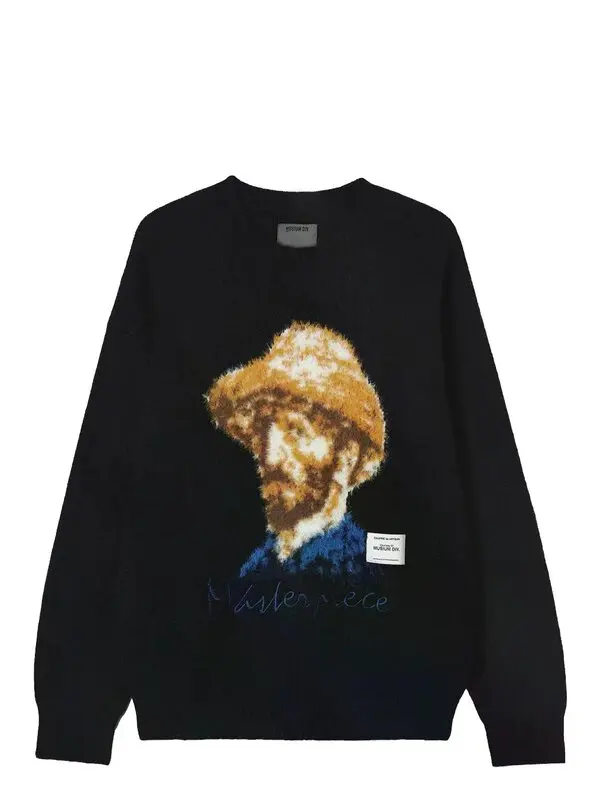 MUSIUM DIV. Portrait Embroidered Sweater - Black
