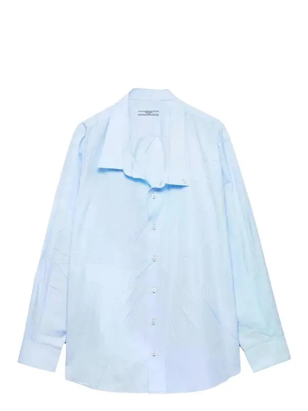 Prada Button Triangle-logo Shirt - Blue