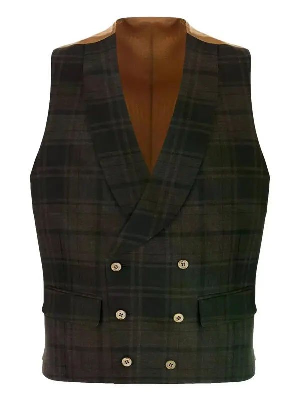 GABRIELE PASINI Check-pattern Wool Vest - Brown