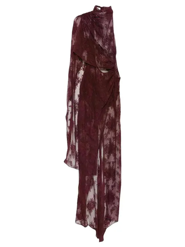 Andamane Lace Draped Maxi Dress - Red