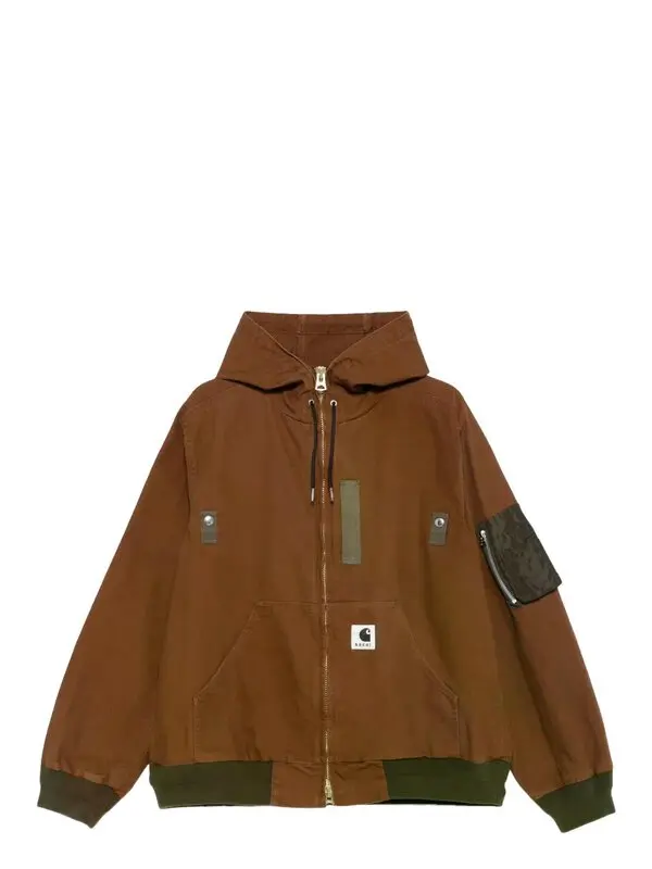 Sacai Zip-up Hooded Bomber Jacket - Brown