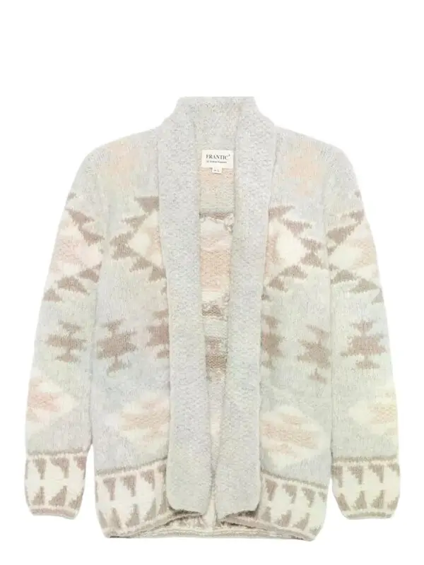 FRANTIC Nevada Patterned-intarsia Cardigan - Grey