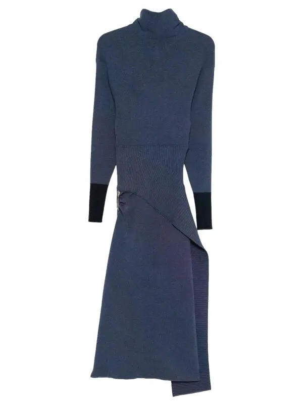 LANVIN Safety Pin-detail Roll-neck Dress - Blue