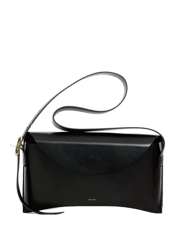 SALCE Flap Leather Satchel - Black