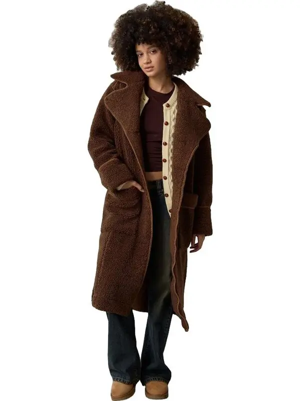 UGG Fluff Fleece Long Coat - Deep Nutmeg