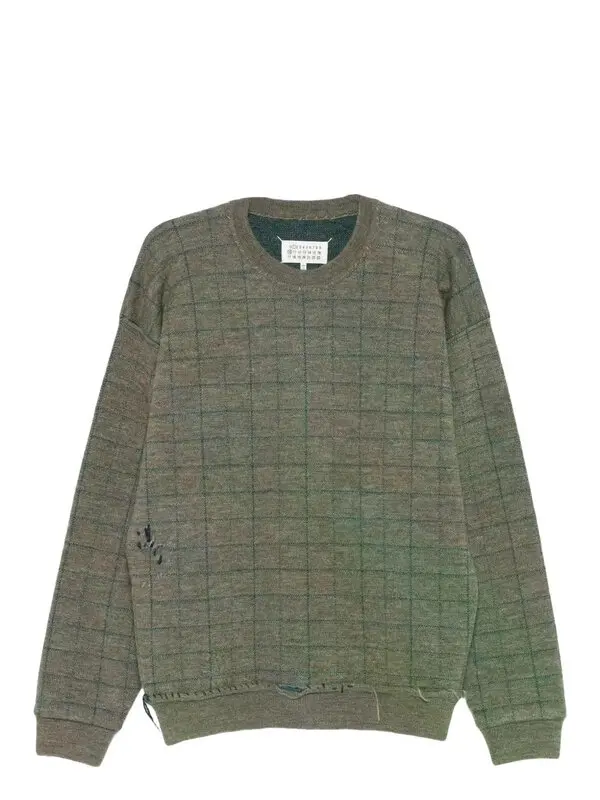 MAISON MARGIELA Check-pattern Distressed Sweater - Green