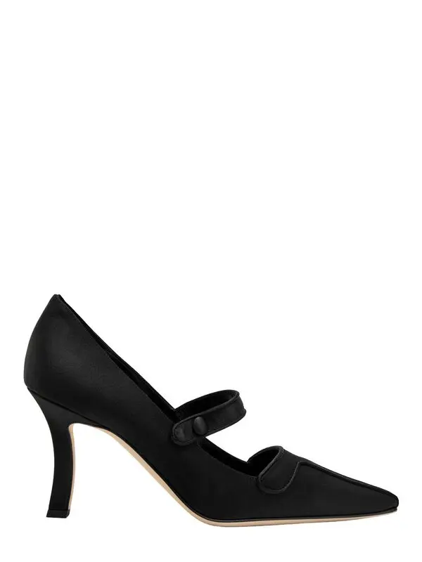 Manolo Blahnik Ganeus 90 Satin Pumps - Black