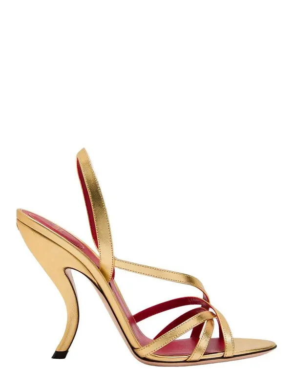 Valentino Garavani Fetishique Metallic Leather Sandals - Gold