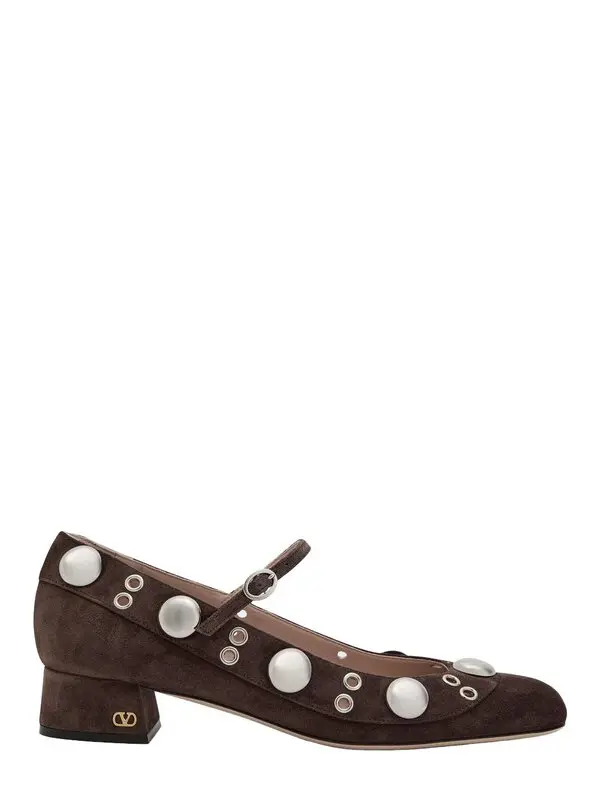 Valentino Garavani Nellcote Stud-embellished Ballet Pumps - Brown
