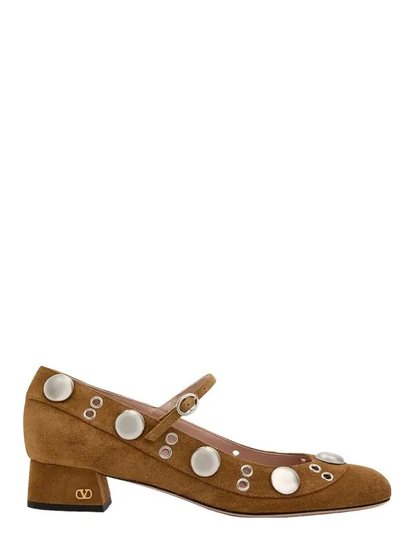 Valentino Garavani Nellcote Stud-embellished Ballet Pumps - Tan