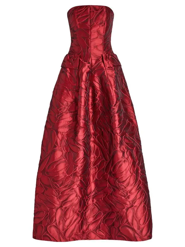Talbot Runhof Patterned Jacquard Woven Gown - Red