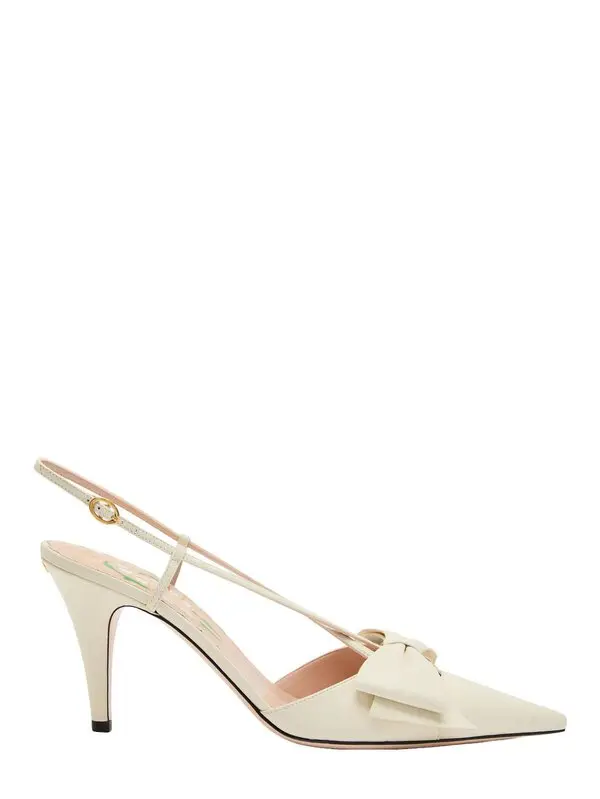 Valentino Garavani Bow-embellished Leather Slingback Pumps - Ivory