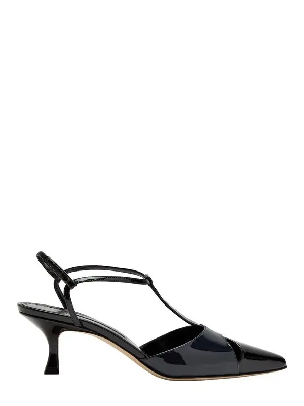 Manolo Blahnik Turgimod 50 Patent Leather Slingback Pumps - Black