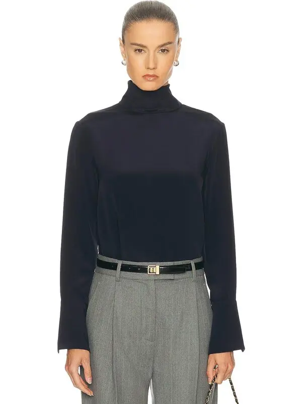 Renggli Silk Turtleneck Top - Midnight