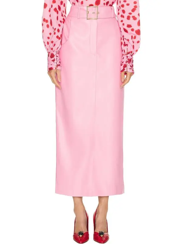ROWEN ROSE Belted Long Skirt - Pink