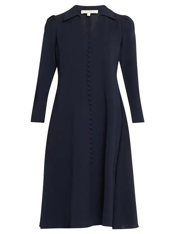 Lafayette 148 New York Finesse Crepe Midi Shirt Dress - Ink