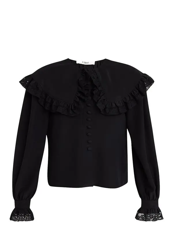 Chloé Roscini Lace-trimmed Silk Blouse - Black