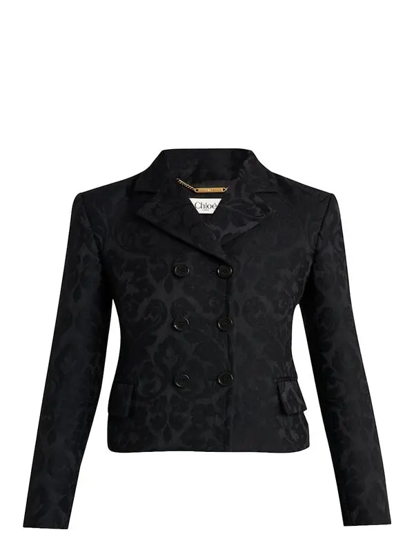 Chloé Ornamental Jacquard Tailored Top Coat - Black