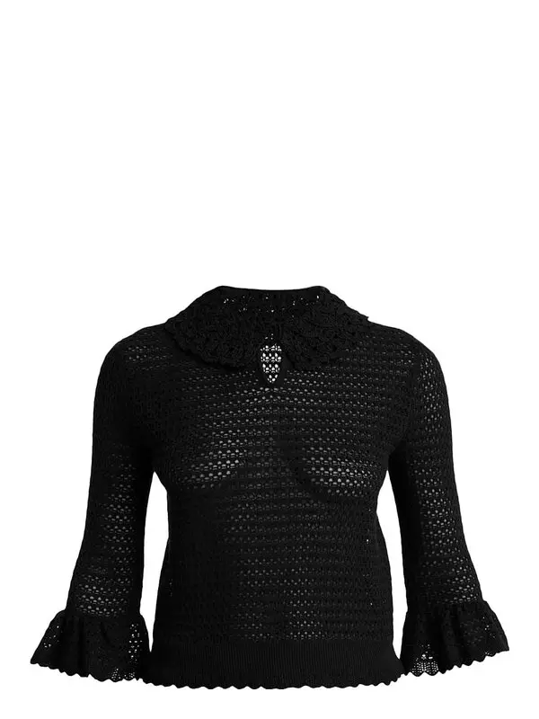 Chloé Lace Crochet Wool-blend Blouse - Black