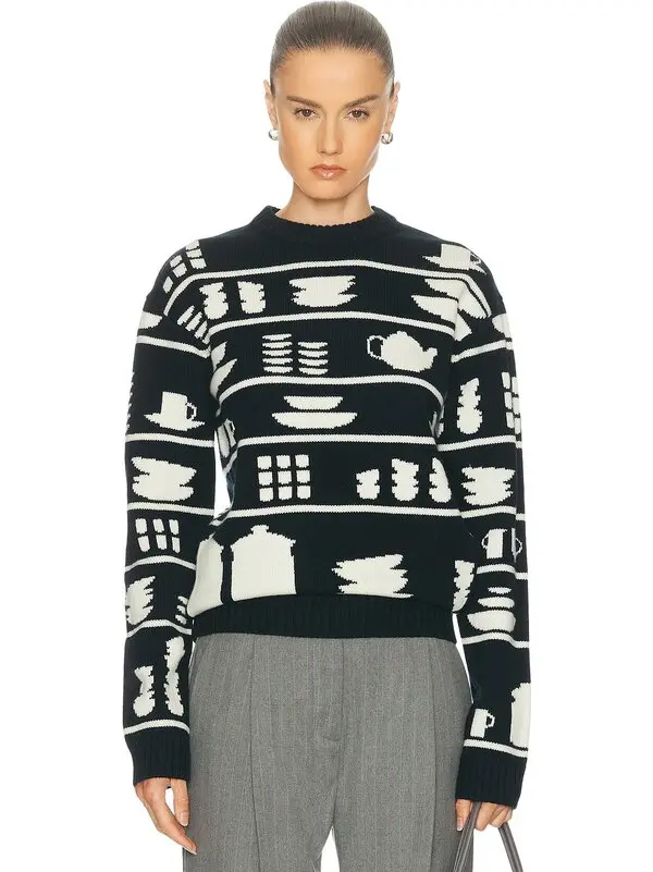 JW Anderson Crockery Jacquard Jumper - Black & White