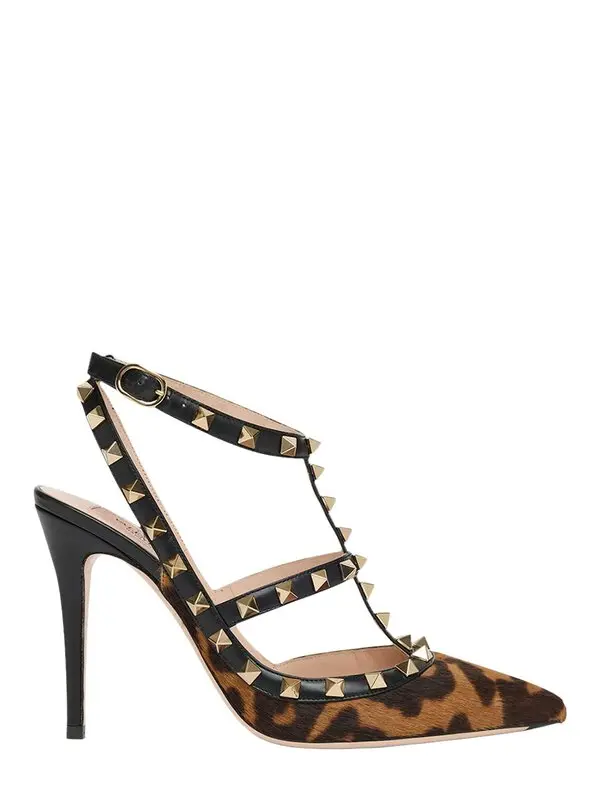 Valentino Garavani 100mm Rockstud Leopard Calf Hair Pumps - Animal Print