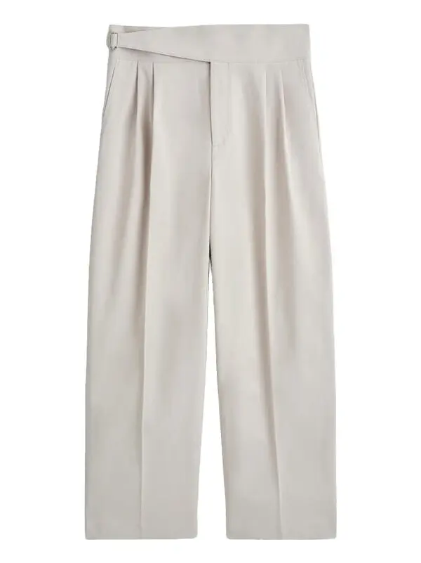 Cos Belt-detail Pleated Wide-leg Trousers - Light Beige