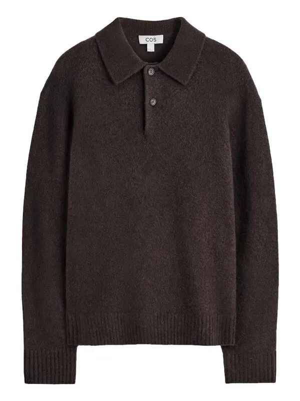 Cos Brushed-wool Polo Shirt - Brown
