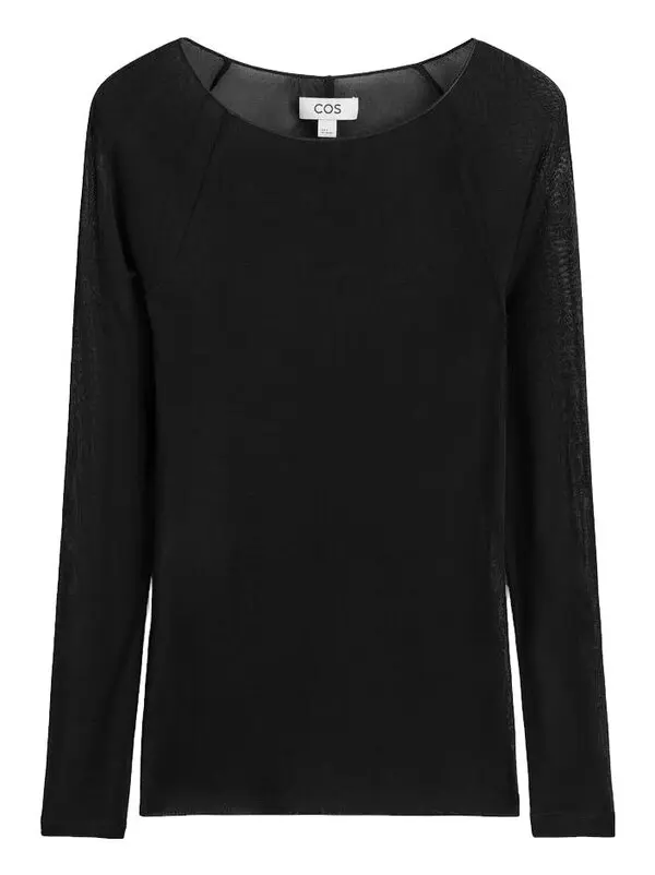 Cos Silk Long-sleeved Top - Black