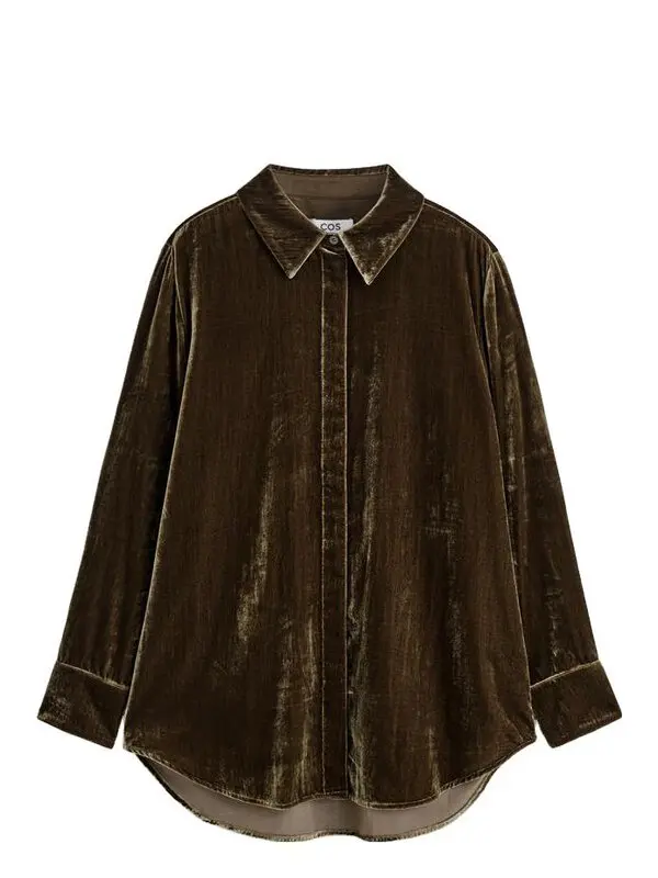Cos Velvet Shirt - Brown