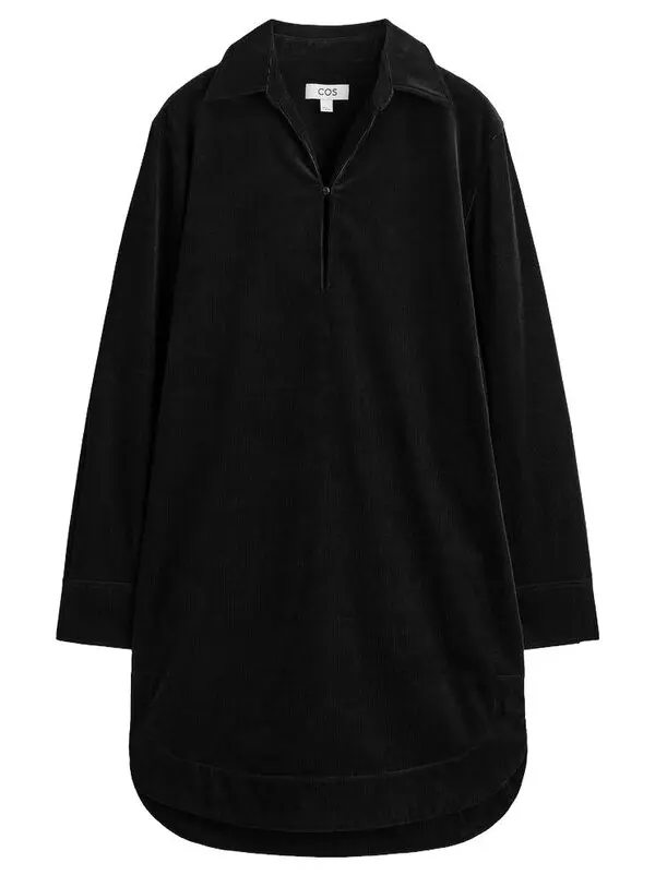 Cos Corduroy Mini Shirt Dress - Black