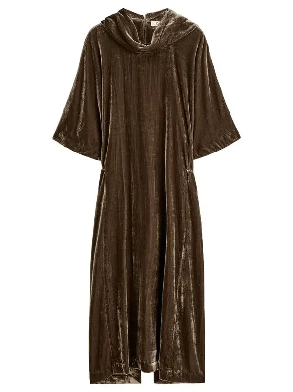 Cos Draped-neck Velvet Midi Dress - Brown