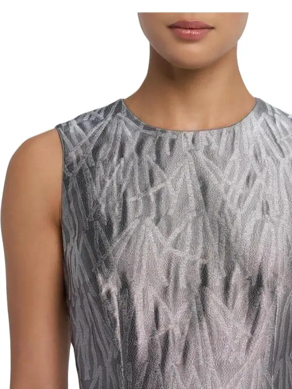 Lafayette 148 New York Sleeveless Metallic Jacquard Column Gown - Silver