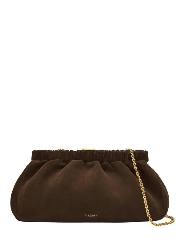DEMELLIER The Miami Clutch - Mocha Suede & Mocha Smooth
